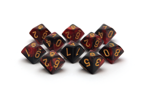 Elemental Dice | 10d10 | Black & Red – Moonhopper Games
